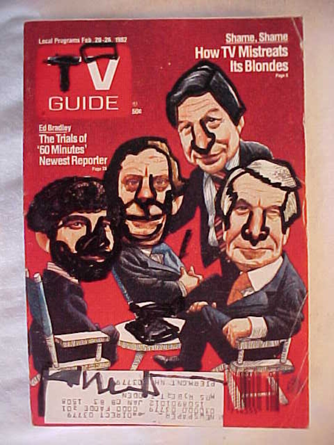 February 20-26 1982 TV Guide Magazine With 60 Minutes Cast on the Cover ...