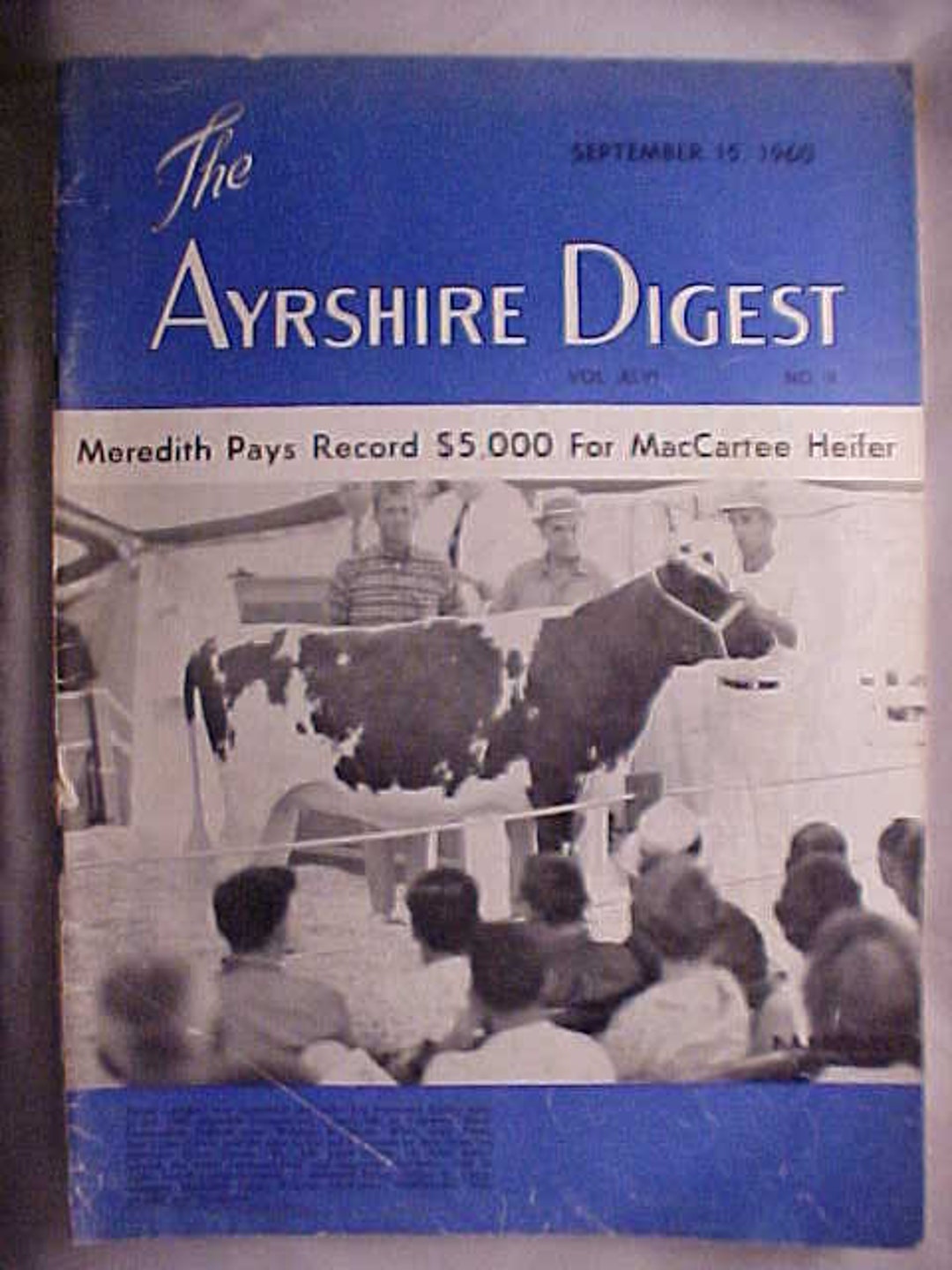 September 15, 1960 the Ayrshire Digest Magazine the Ayrshire Breeders ...