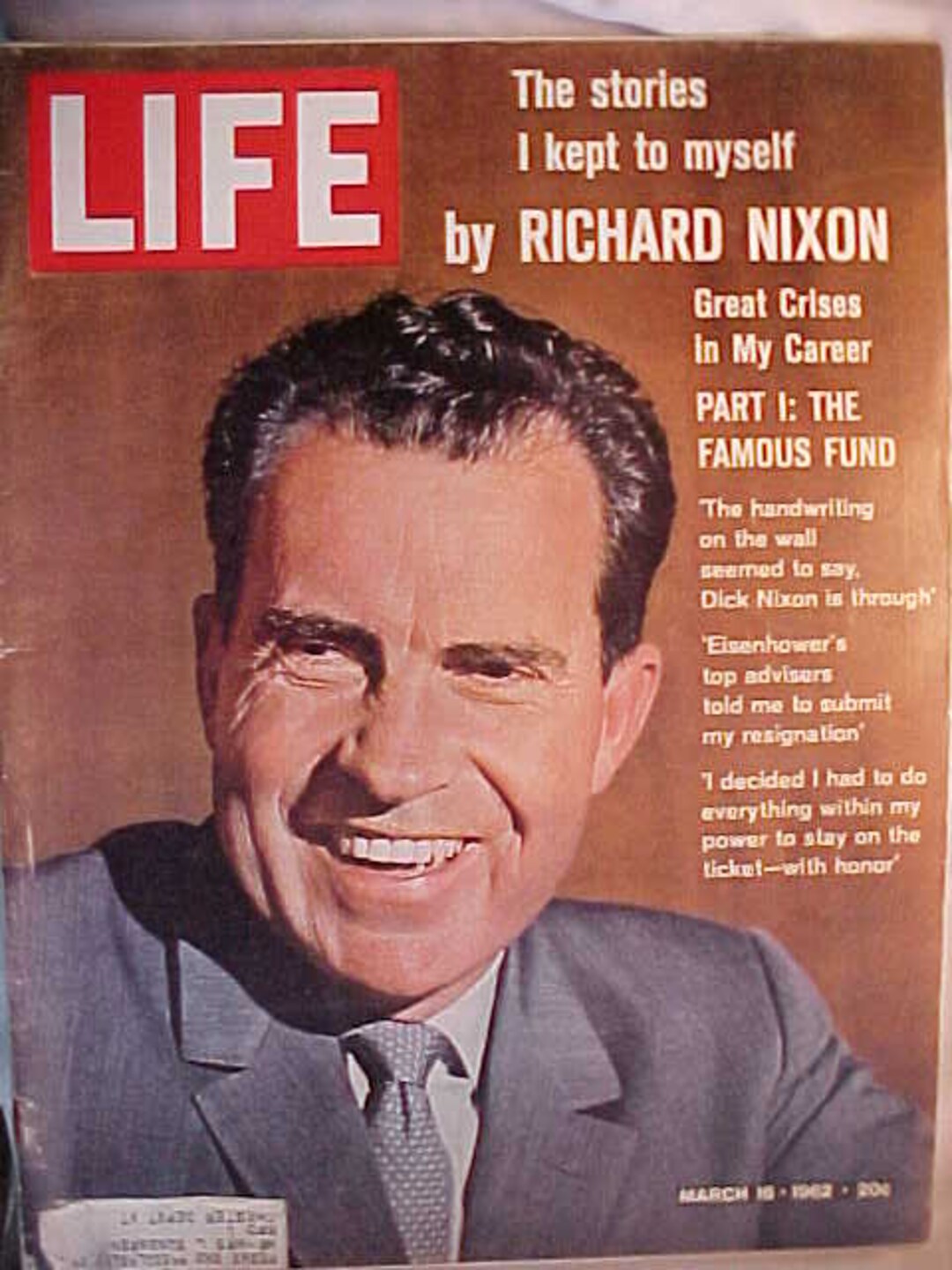 March 16, 1962 LIFE Magazine With President Richard Nixon on the Cover ...