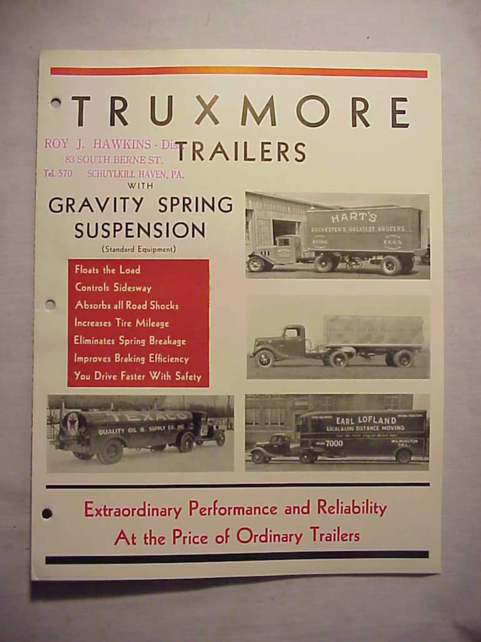 1935 Truxmore Trailers With Gravity Spring Suspension Truck - Etsy