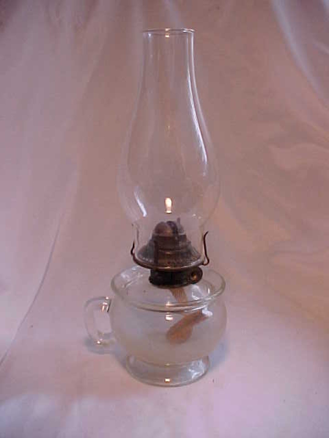 C1880s Oil Guard Lamp Victorian Oil Finger Lamp With Solid Brass P&A Co ...