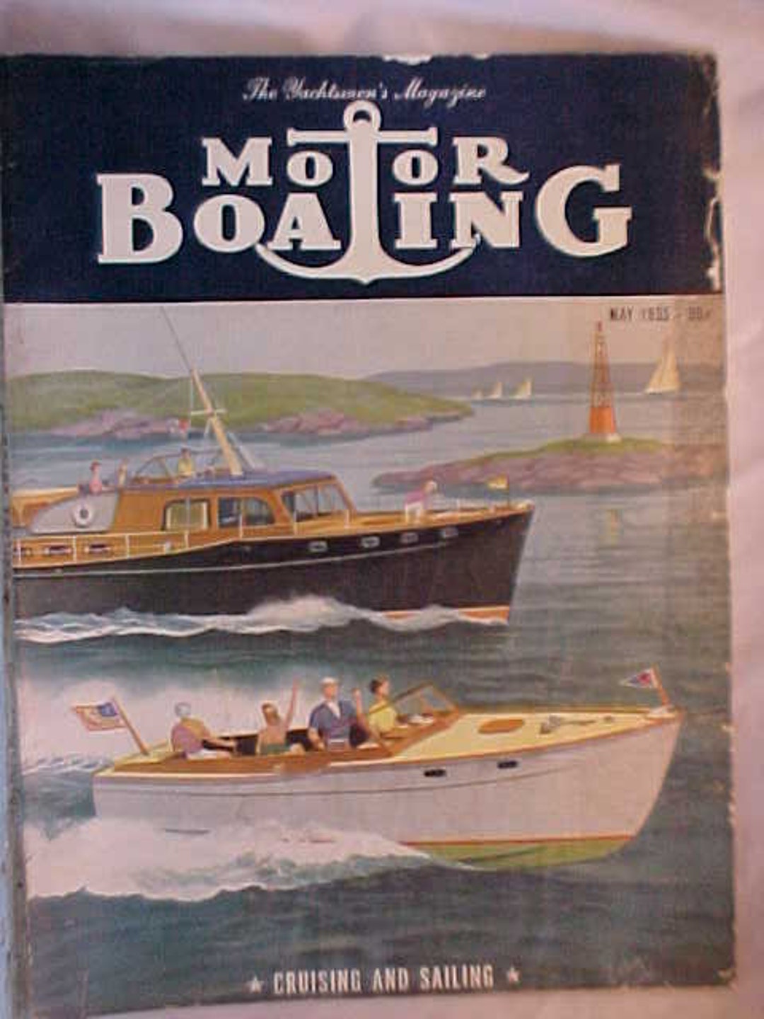 May 1955 Motor Boating the Yachtsman Magazine With Nice Cover Art , Has ...