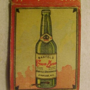 C1930s Crown Beer Bartels Brewing Co. Syracuse, New York , Matchbook ...