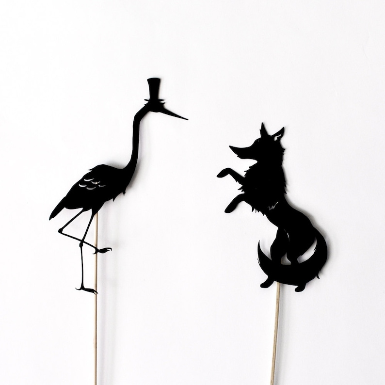 Fox and Crane Shadow Puppet Set - Etsy
