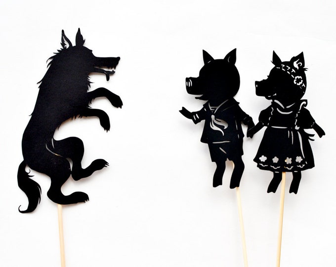 Three Little Pigs: Abridged Shadow Puppet Set - Etsy