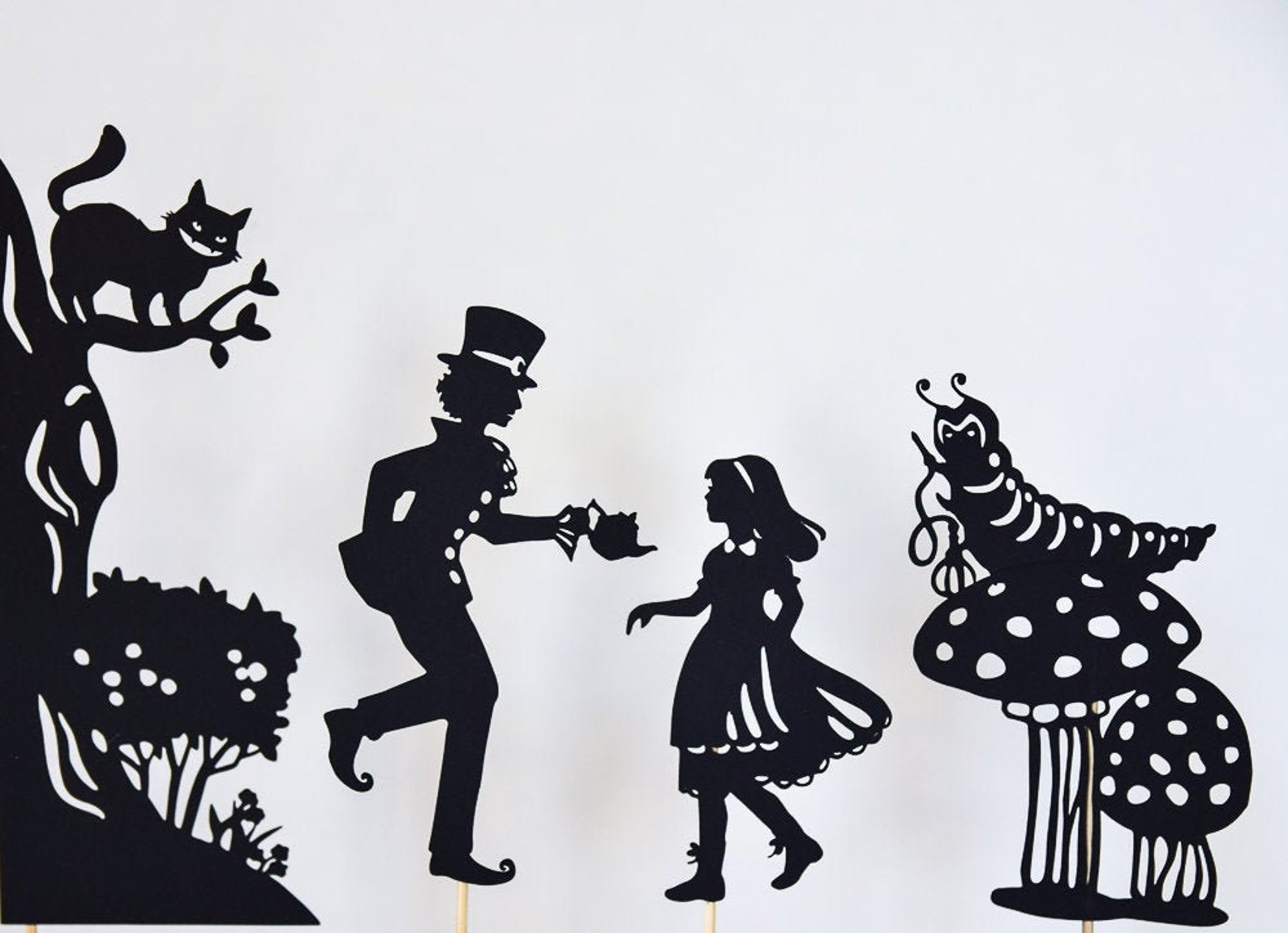 Alice in Wonderland Shadow Puppet Set: Ten Puppets - Etsy