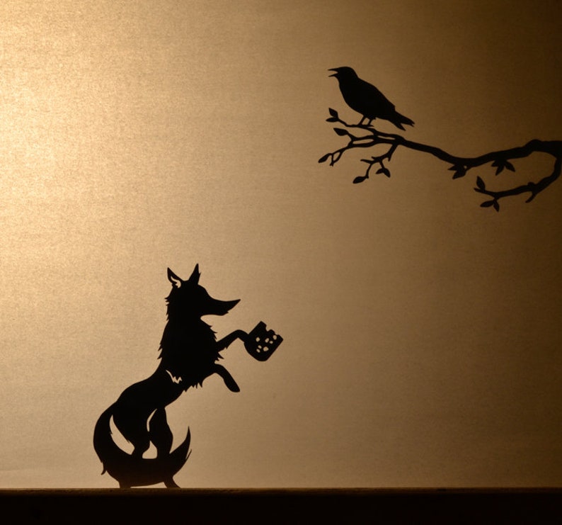 Fox and Crow Shadow Puppet Set - Etsy