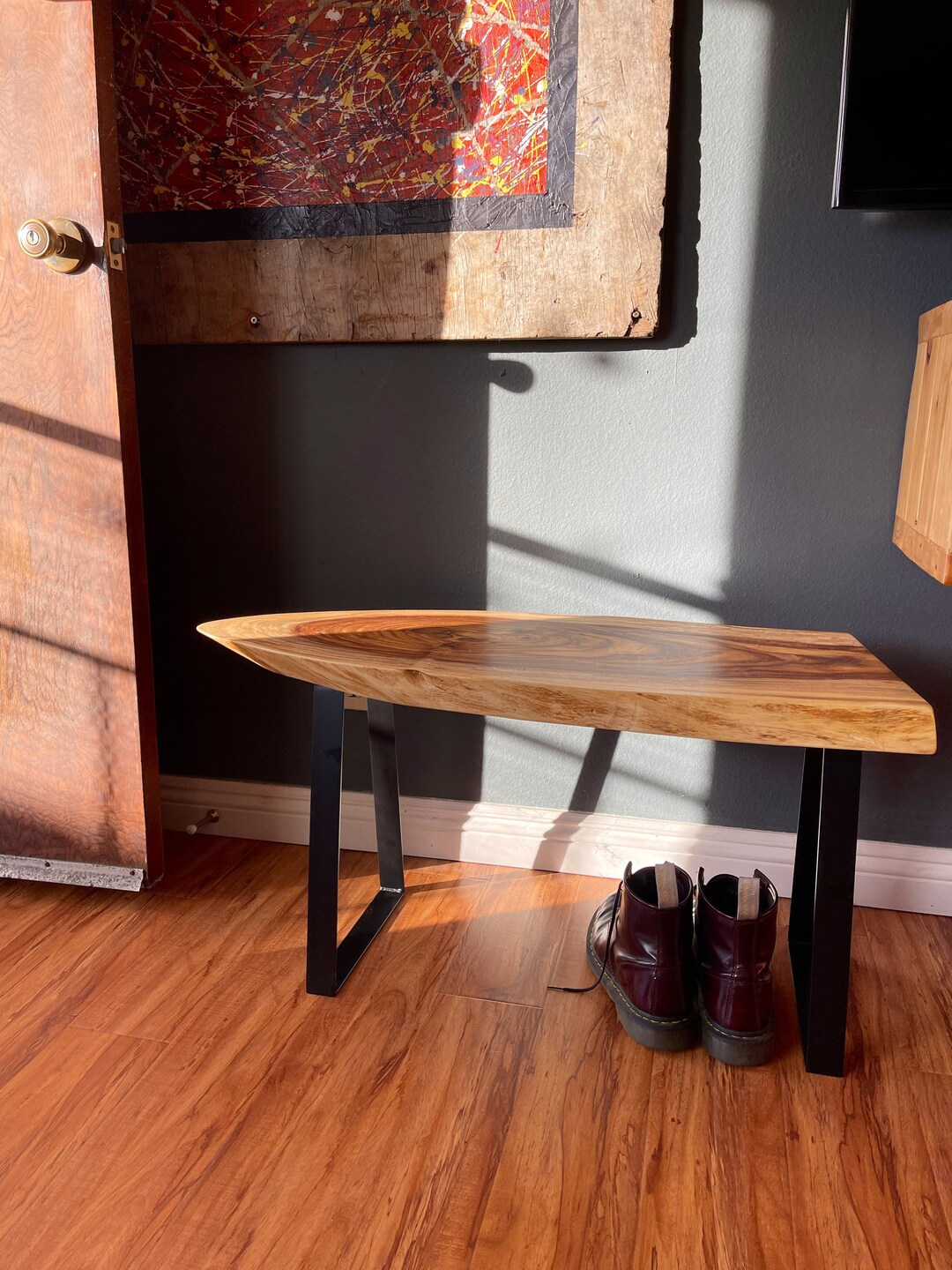 Live Edge Entry Bench, Reclaimed Bench - Etsy