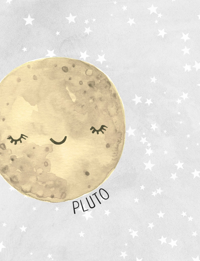 Outer Space Wall Decor Space Nursery Decor Gray Pluto Wall | Etsy