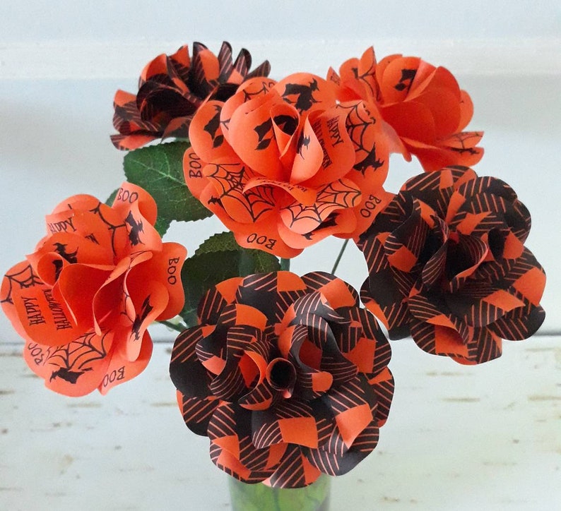Fall Orange And Black Buffalo Check Paper Roses And Happy Etsy