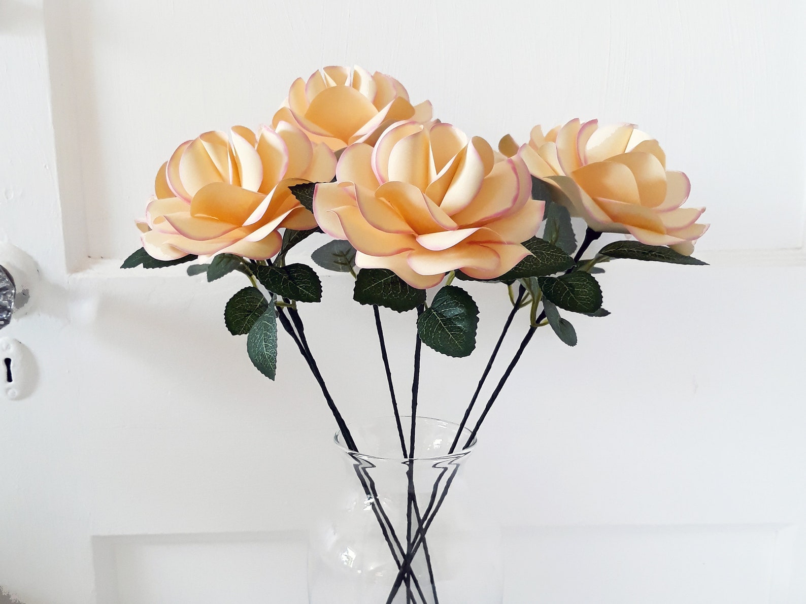 Creamy Yellow Long Stemmed Paper Roses for Birthdays - Etsy