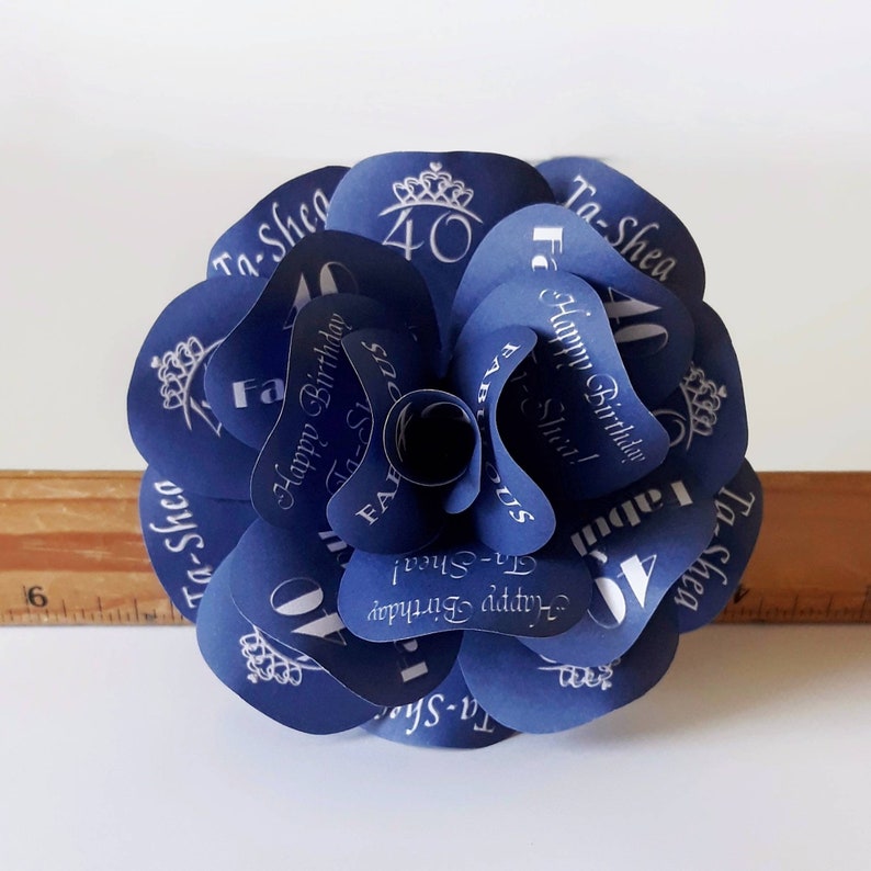 40th Birthday 40 and Fabulous Navy Blue Paper Roses. Personalized ...
