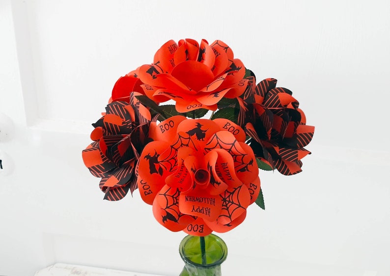 Fall Orange and Black Buffalo Check Paper Roses and Happy - Etsy