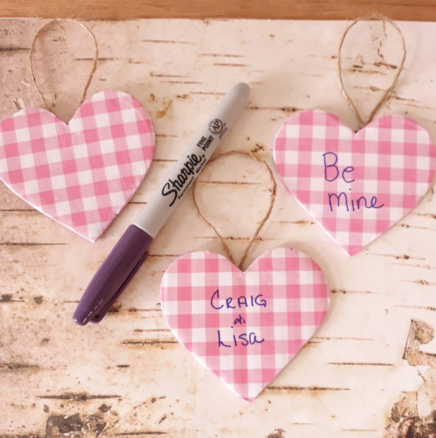 Pink Gingham Valentine's Heart Ornaments and Decorations - Etsy