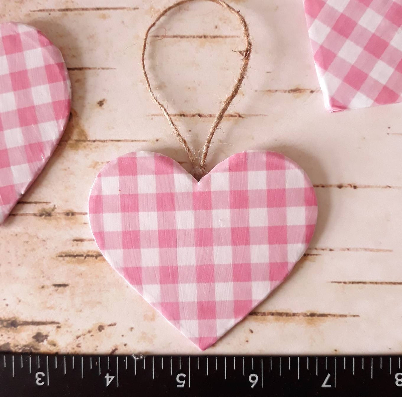 Pink Gingham Valentine's Heart Ornaments and Decorations - Etsy