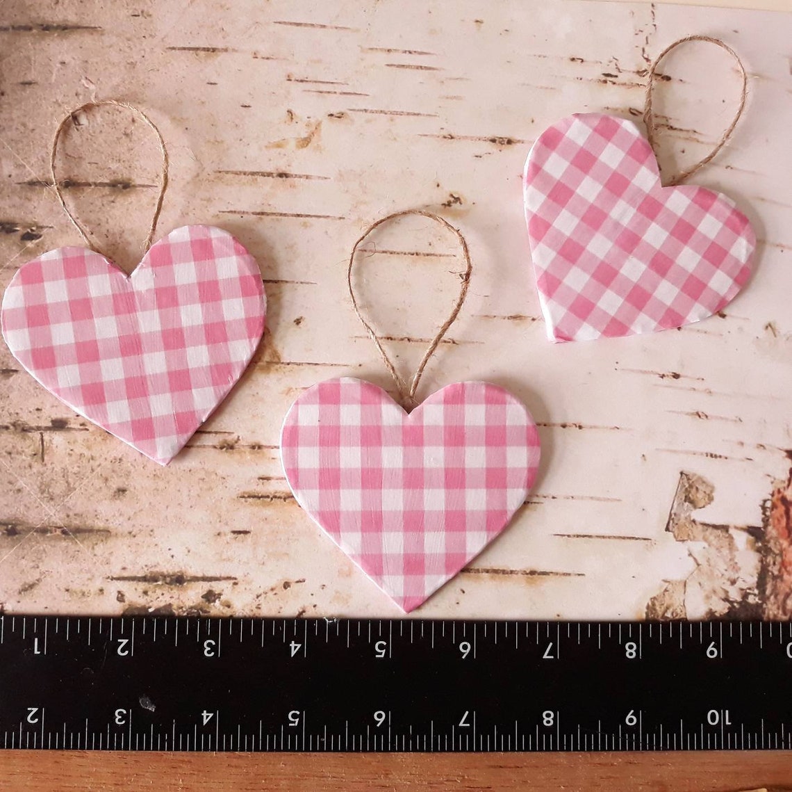 Pink Gingham Valentine's Heart Ornaments and Decorations - Etsy