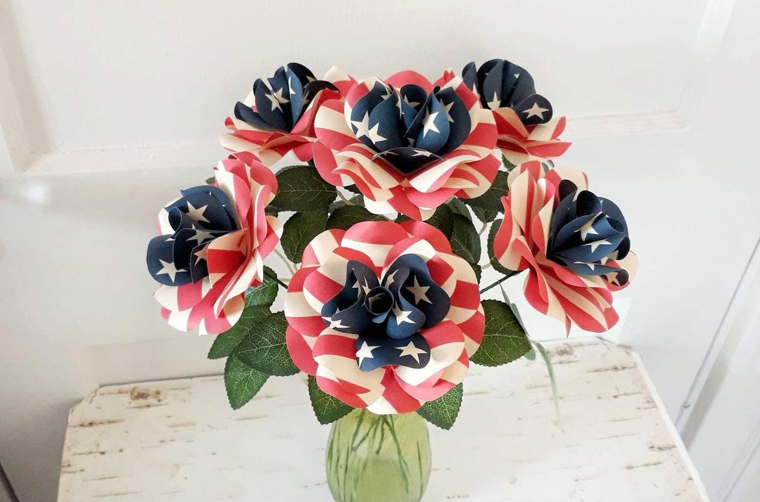 Stars and Stripes Americana Paper Roses US Flag Inspired for Patriotic ...