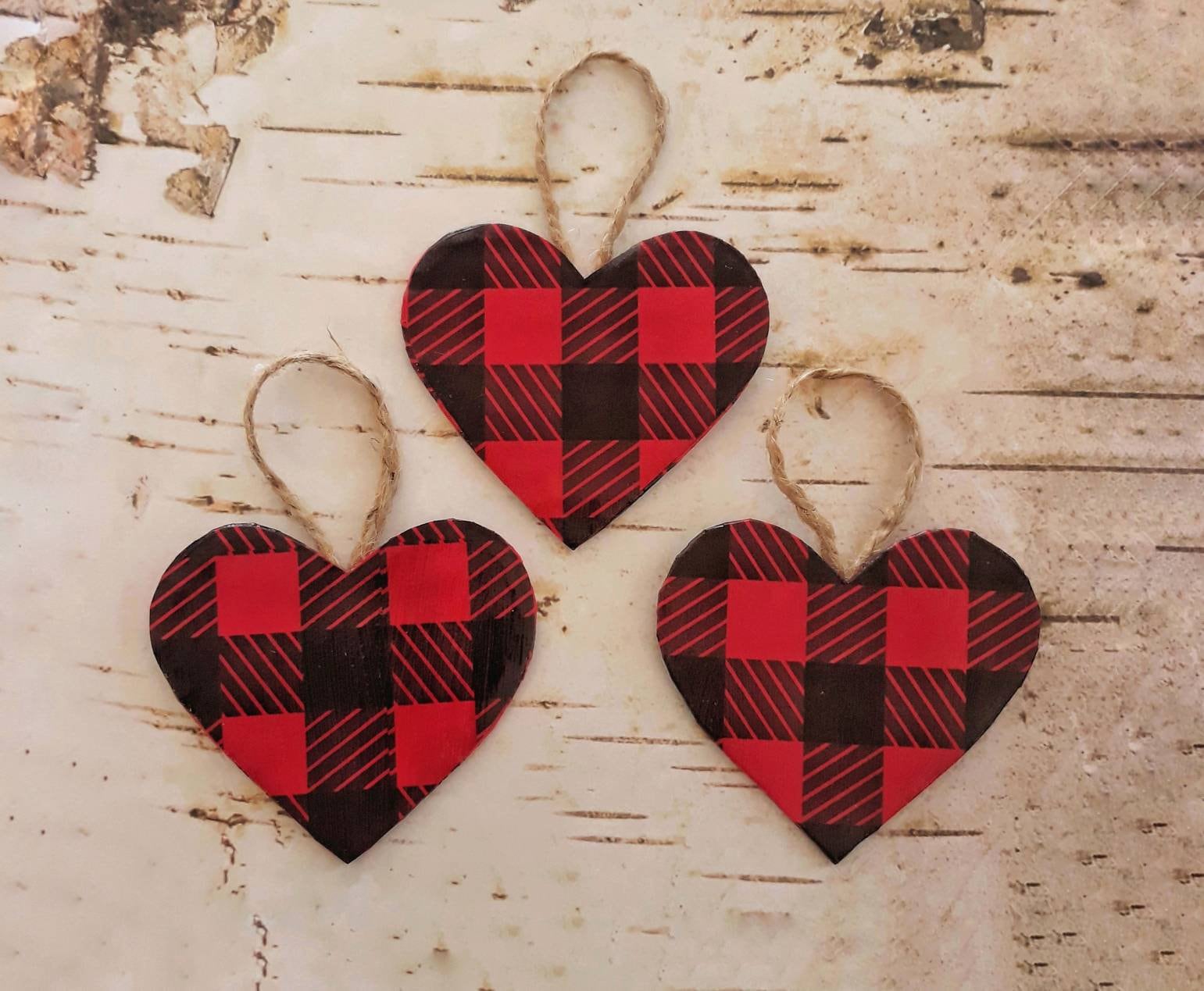 Red and Black Buffalo Check Plaid Heart Valentine's Day | Etsy