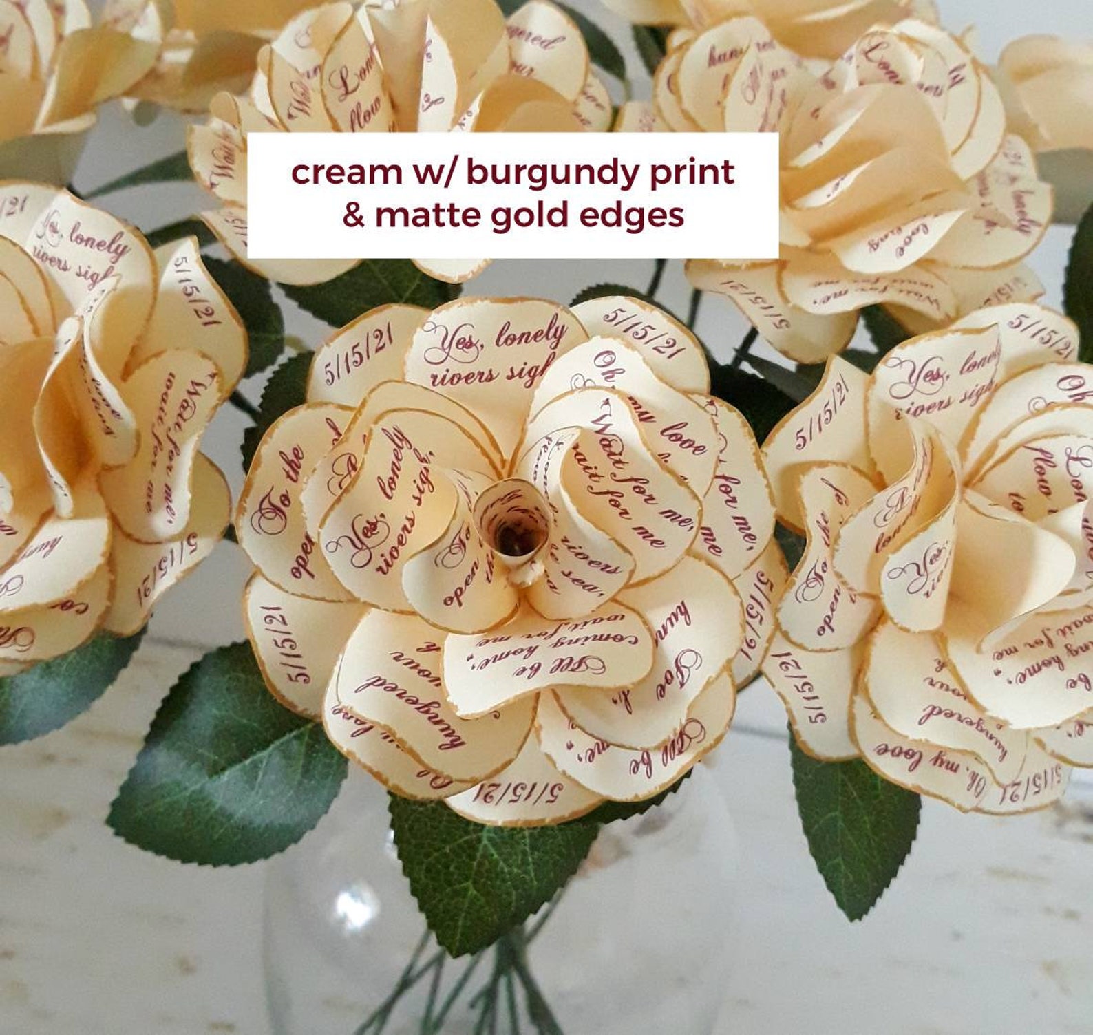 Paper Anniversary First Anniversary Gift Paper Roses Printed - Etsy