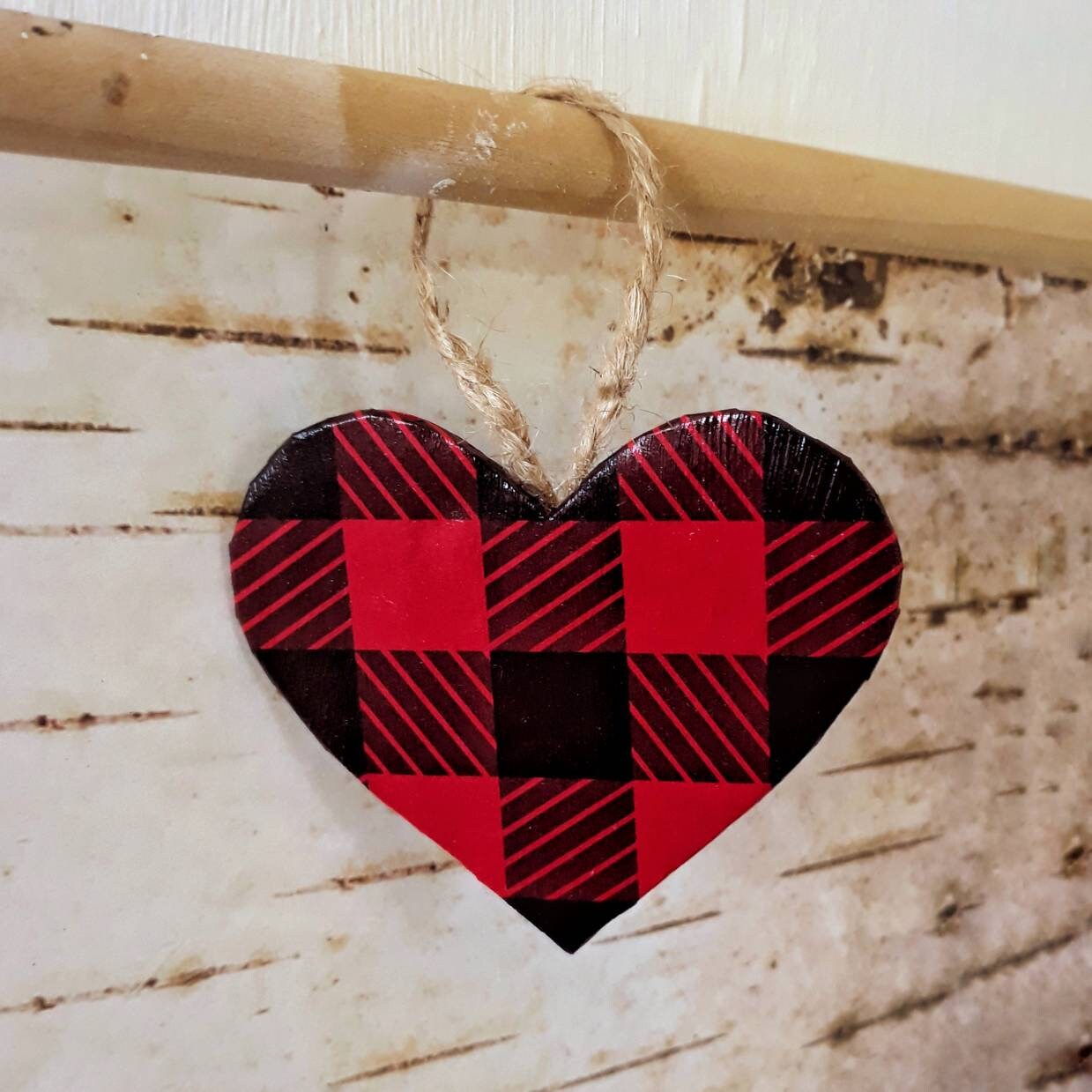 Red and Black Buffalo Check Plaid Heart Valentine's Day | Etsy