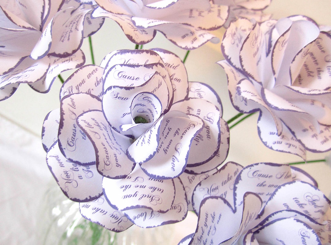 Paper Anniversary First Anniversary Gift Paper Roses Printed With First ...