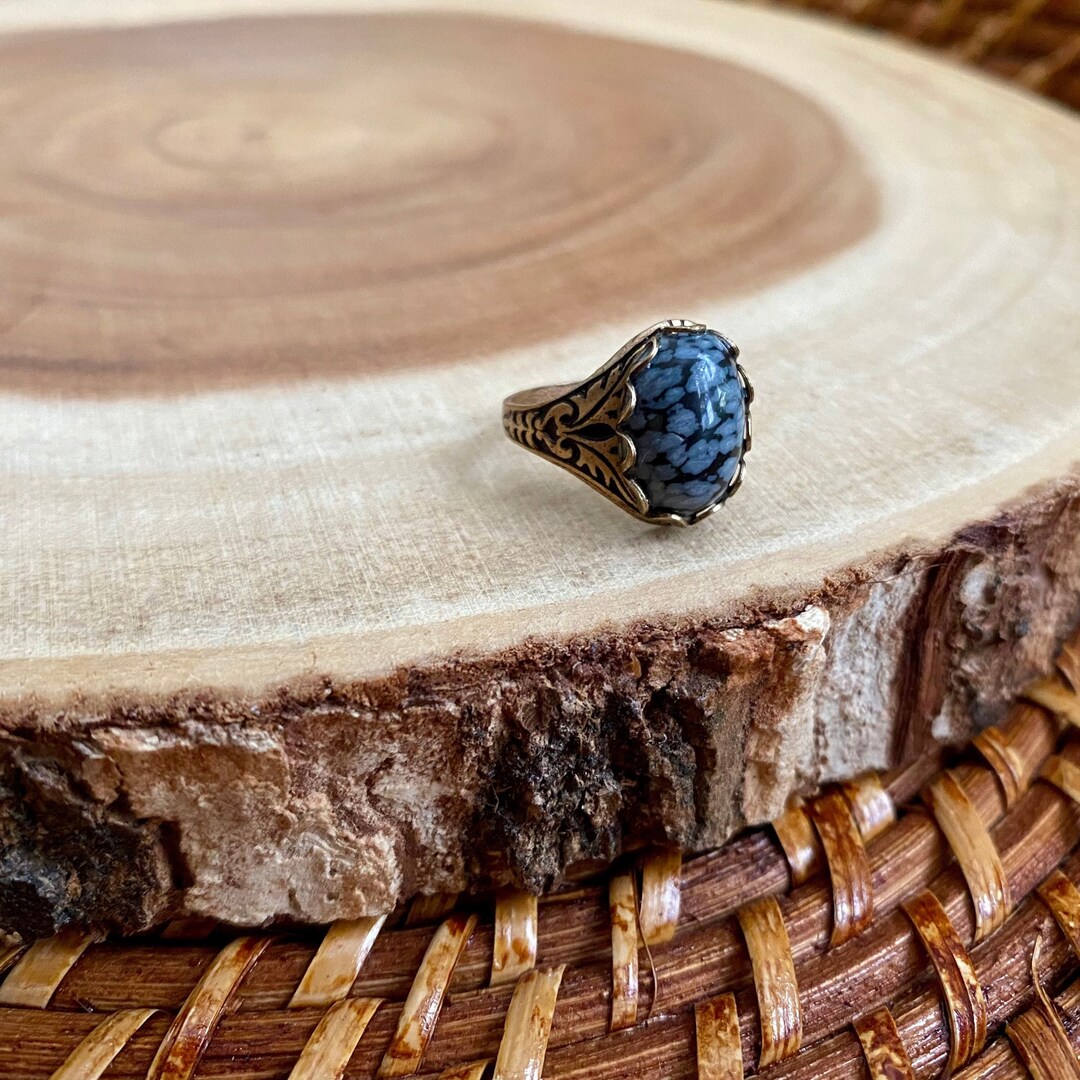 Snowflake Obsidian Ring, Boho Gemstone Ring, Healing Stone Jewelry - Etsy