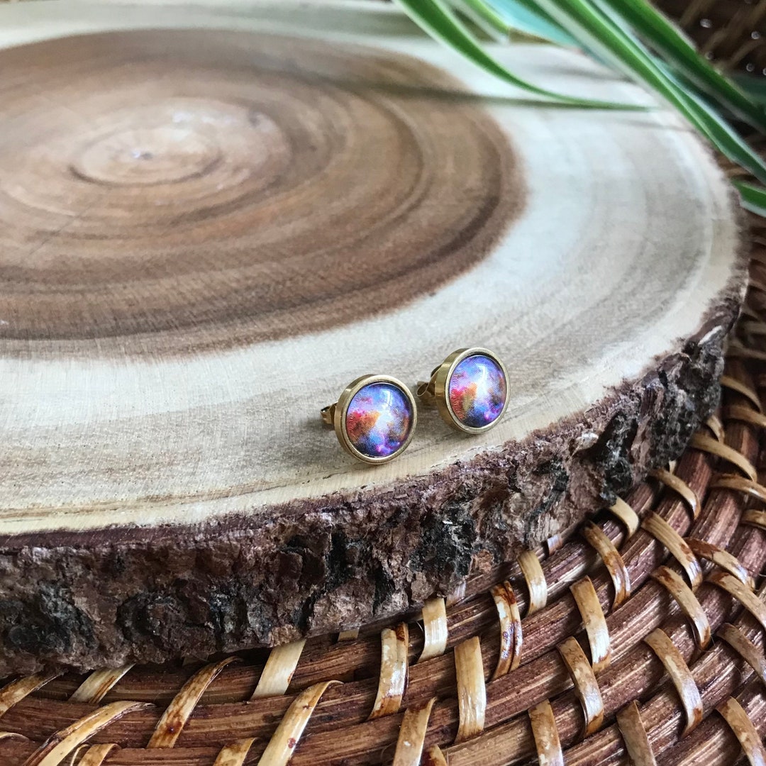 Outer Space Stud Earrings, Cosmic Jewelry, Celestial Gift for Her - Etsy