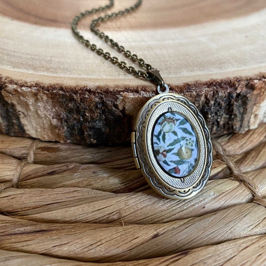 Botanical Locket Necklace, Boho Cottagecore Floral Jewelry, Photo ...