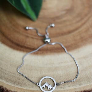 Dainty Mountain Bracelet, Minimalist Nature Lover Jewelry, Wanderlust ...