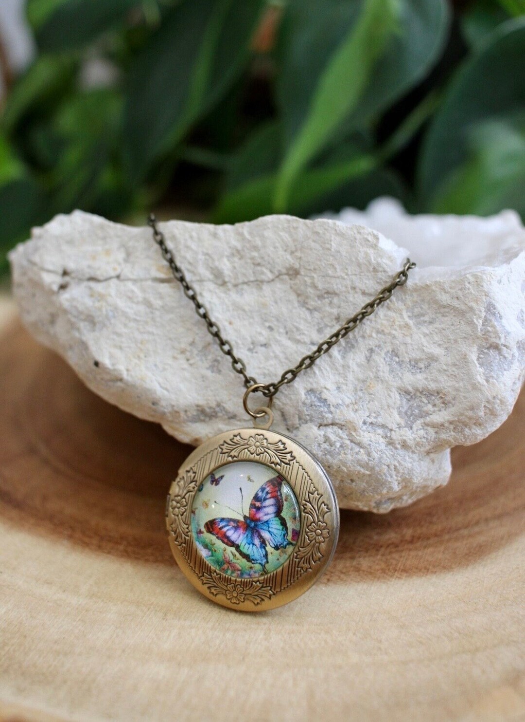 Butterfly Photo Locket Necklace, Handmade Jewelry Gift, Nature Lover ...