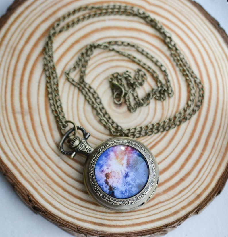 Galaxy Pocket Watch Necklace, Outer Space Jewelry, Celestial Gift - Etsy