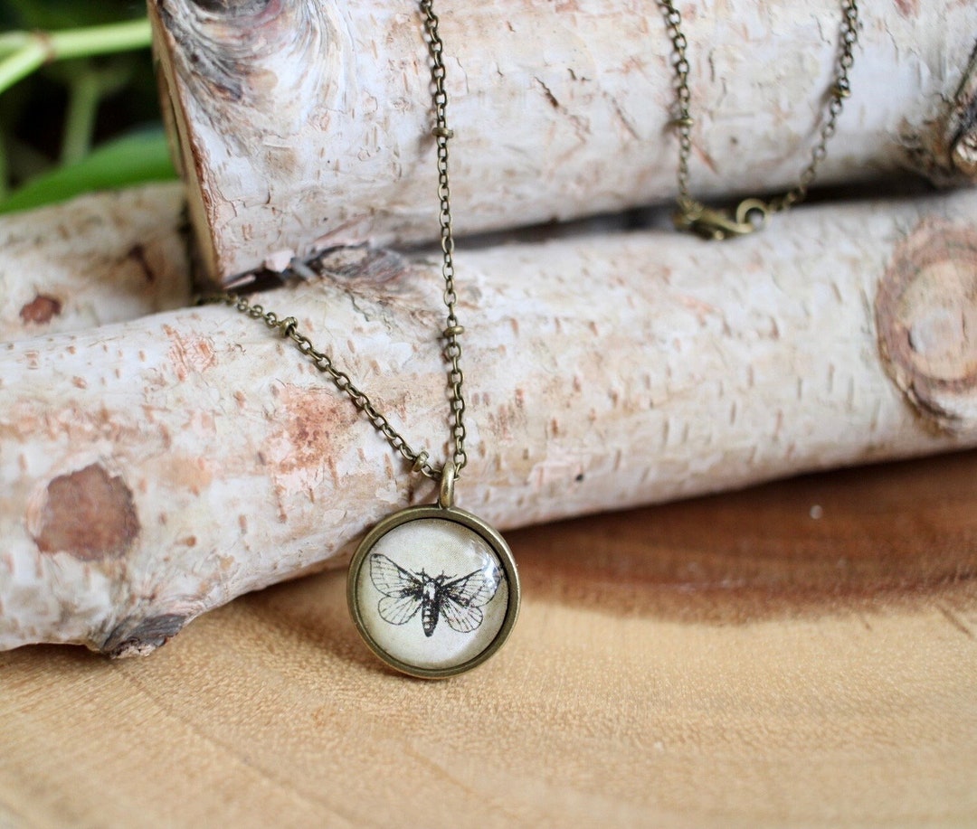 Dainty Moth Necklace, Nature Inspired Jewelry, Woodland Cottagecore ...