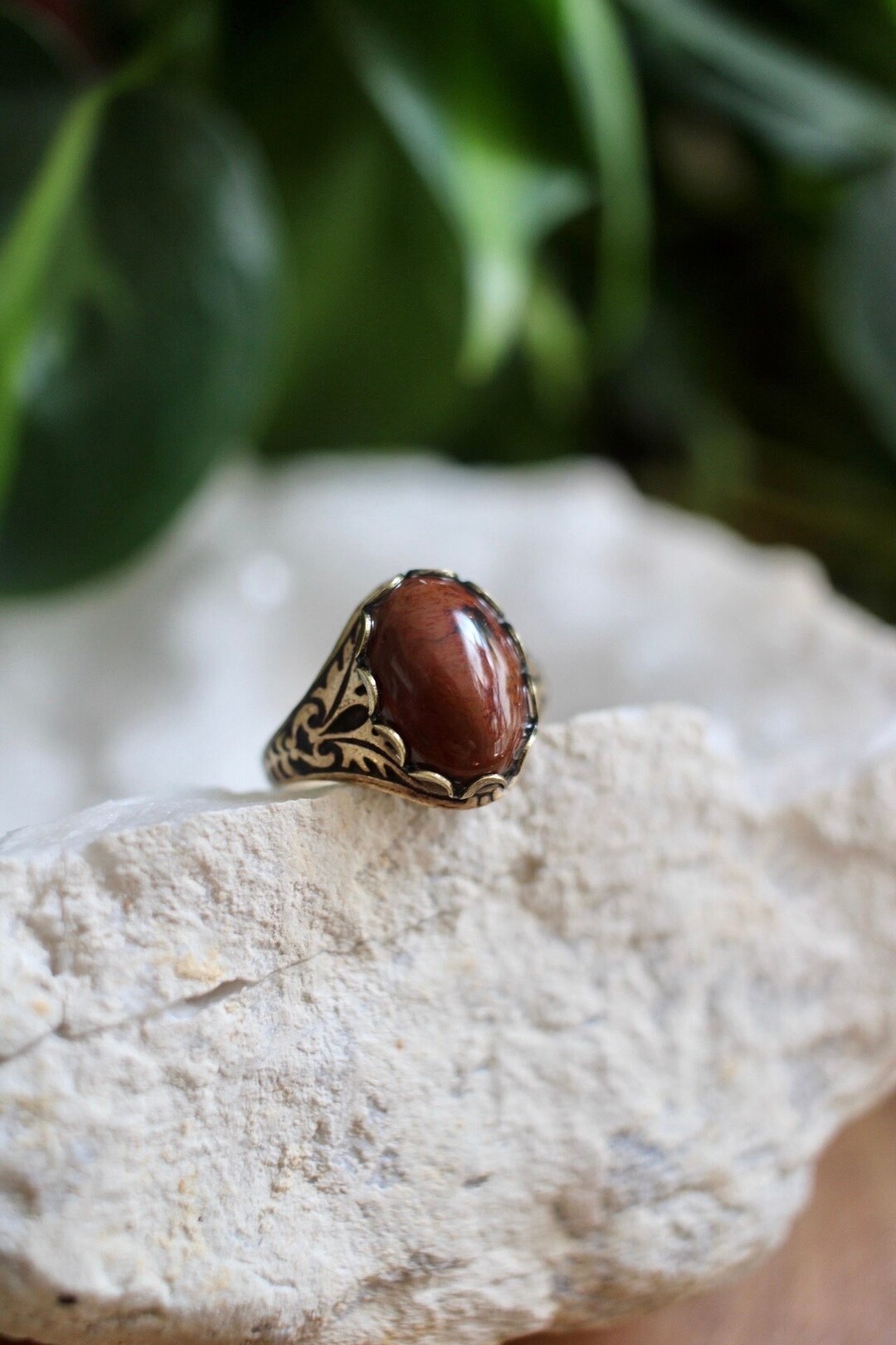 Red Obsidian Ring, Boho Gemstone Ring, Healing Stone Jewelry - Etsy