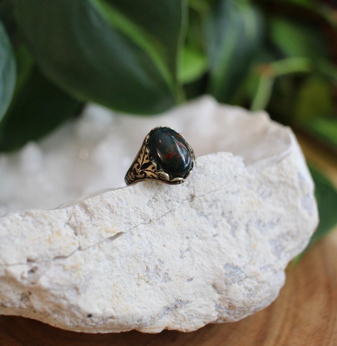 Bloodstone Ring, March Birthstone Jewelry, Unique Gemstone Gift - Etsy