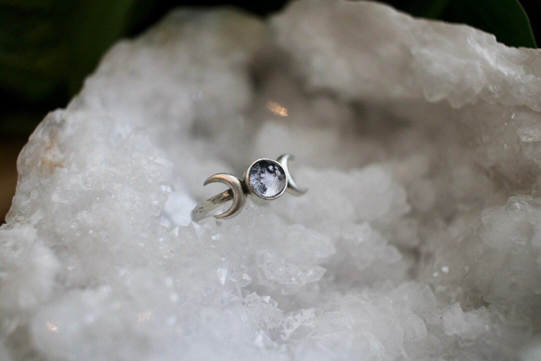 Triple Moon Ring, Silver Moon Phase Jewelry, Celestial Gift - Etsy