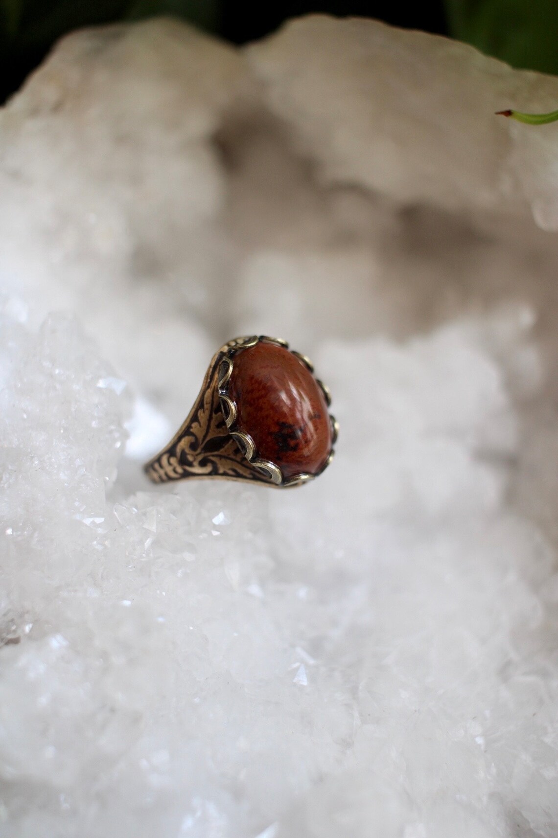 Red Obsidian Ring, Boho Gemstone Ring, Healing Stone Jewelry - Etsy