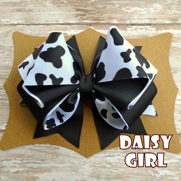 Cow Print Hair Bow - Etsy