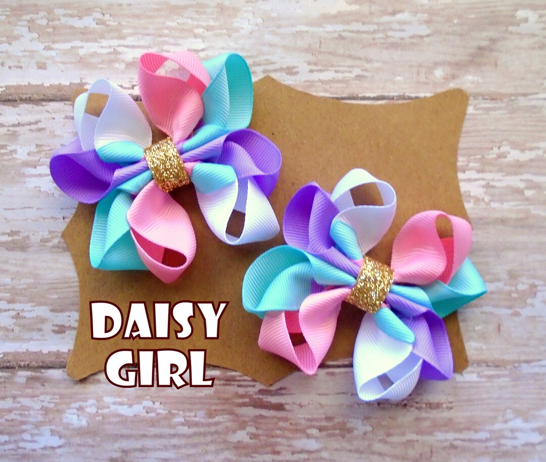 Unicorn Tutu Pastel Octopus Ribbon Hair Bow Pigtail Set or Single Bow ...