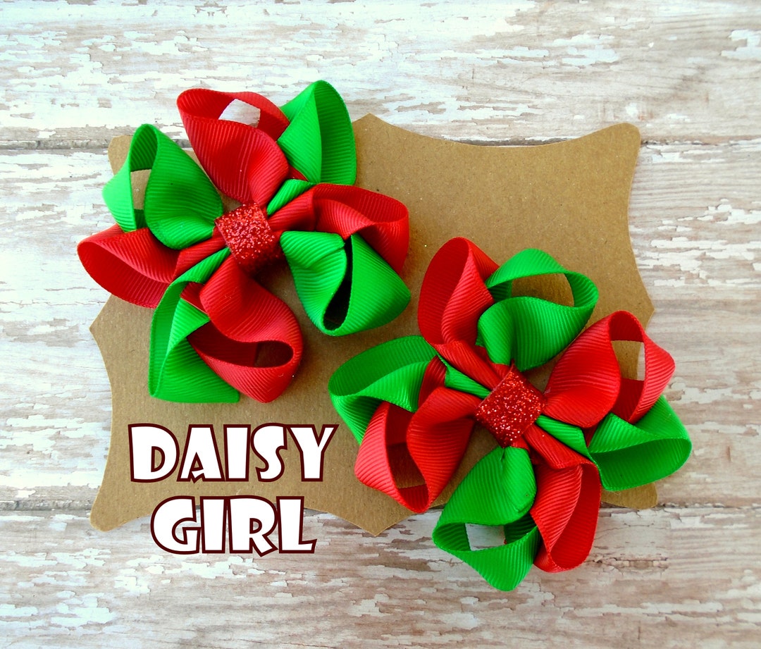 Christmas Octopus Ribbon Bow for Little Girls, Pigtail Set or Single ...