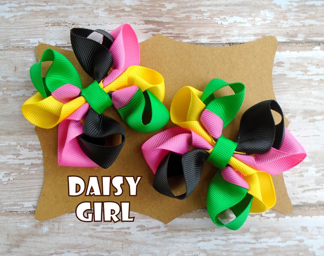 Tractor Girl Octopus Ribbon Hair Bow Pigtail Set or Single Bow, Summer ...