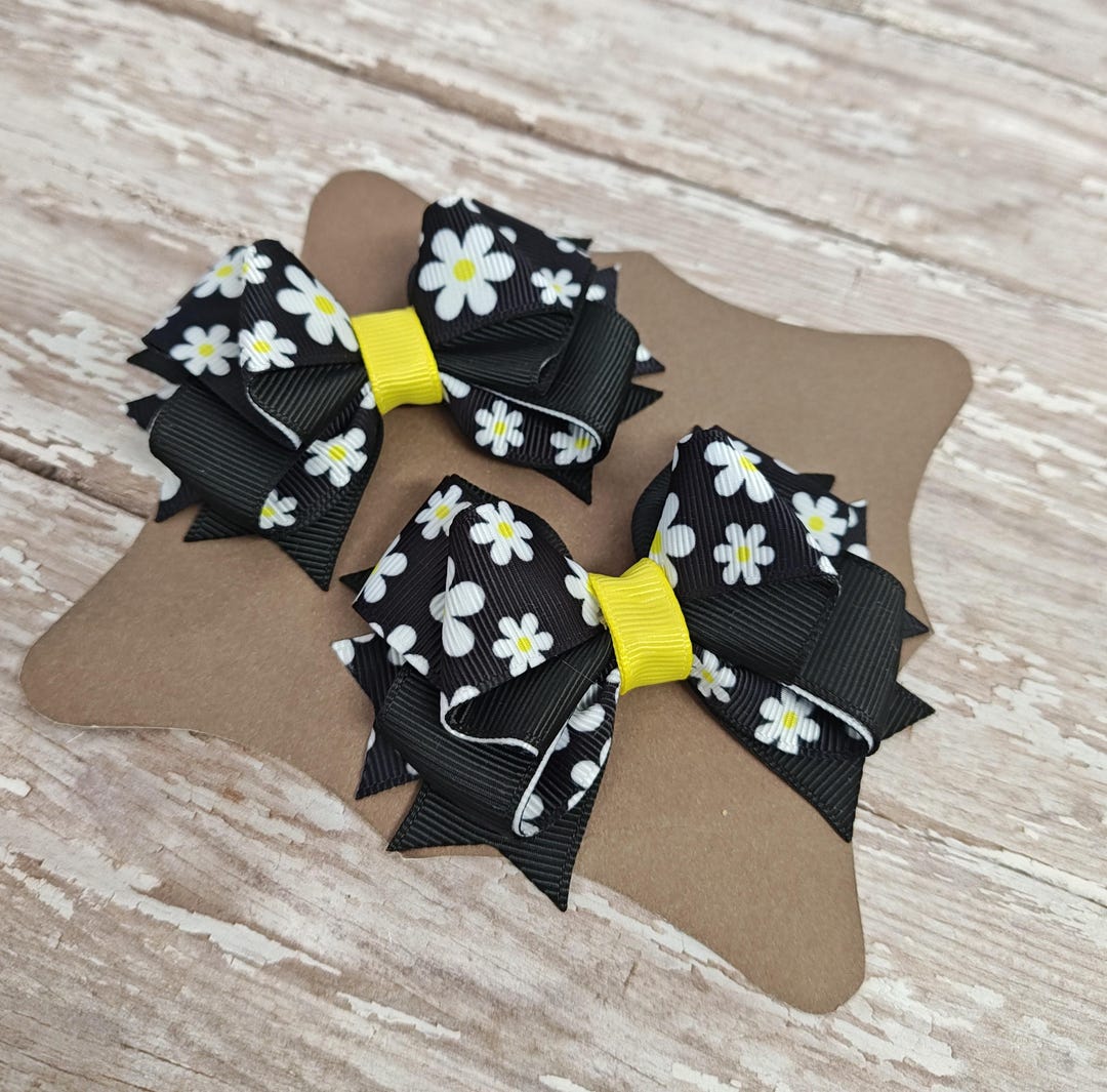 Daisy Sassy Hair Bow Single or Pigtail Set, Spring Easter Cutie Mini ...
