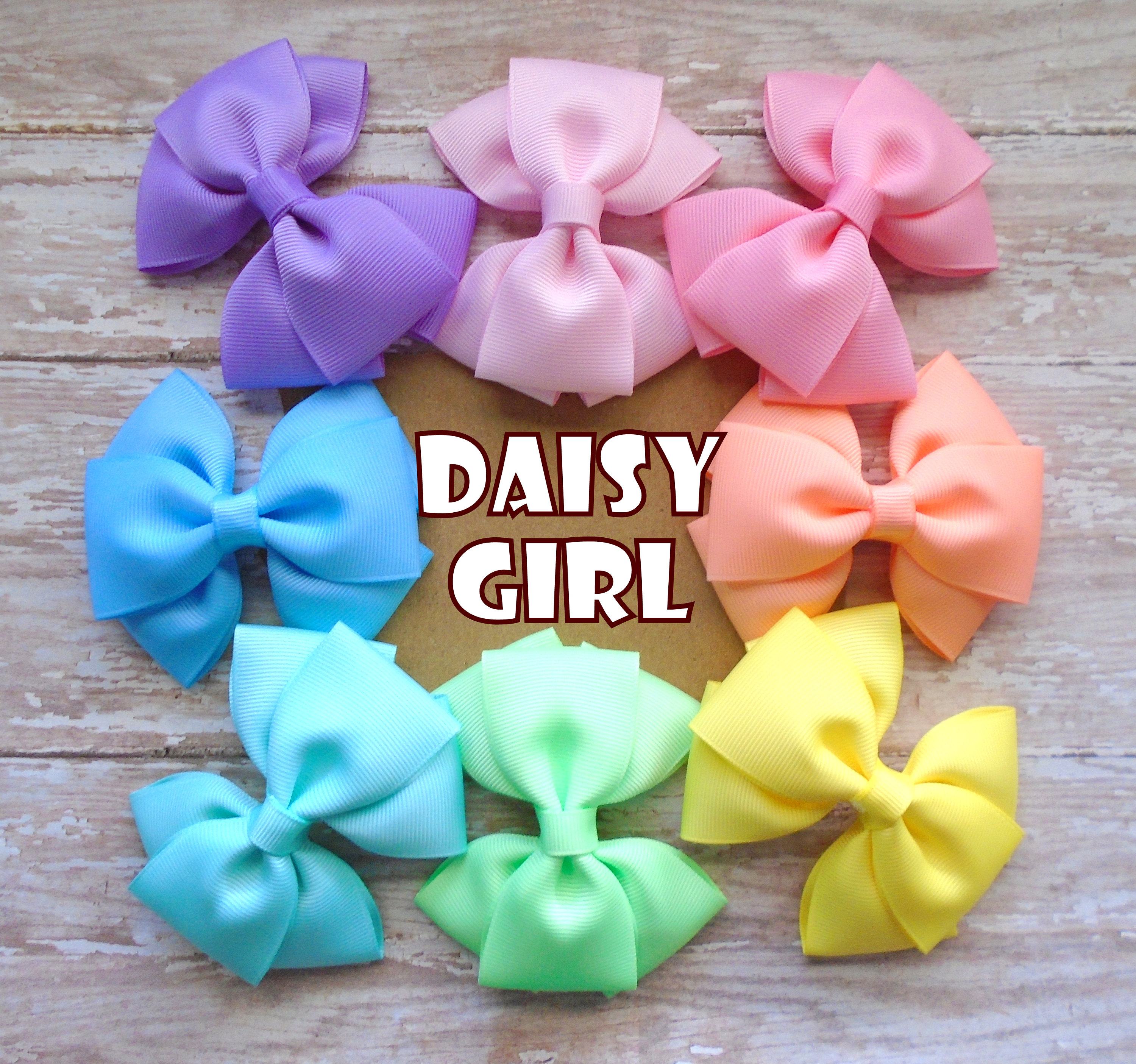 Pastel Rainbow Pinwheel Bows, Easter Hair Bows, Single Bow or Pigtail ...