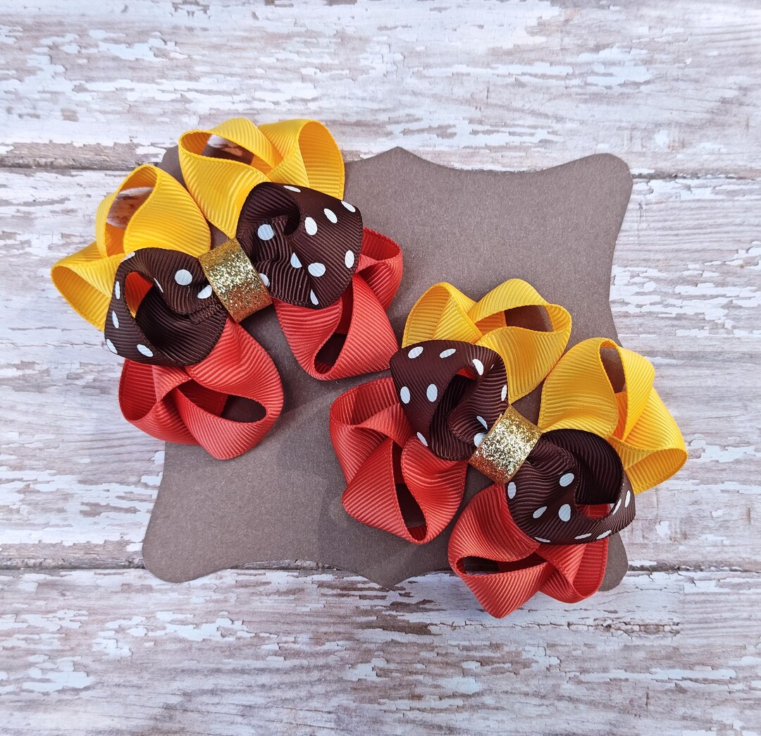 Indian Candy Corn Octopus Ribbon Bow Pigtail or Single, Fall Halloween ...
