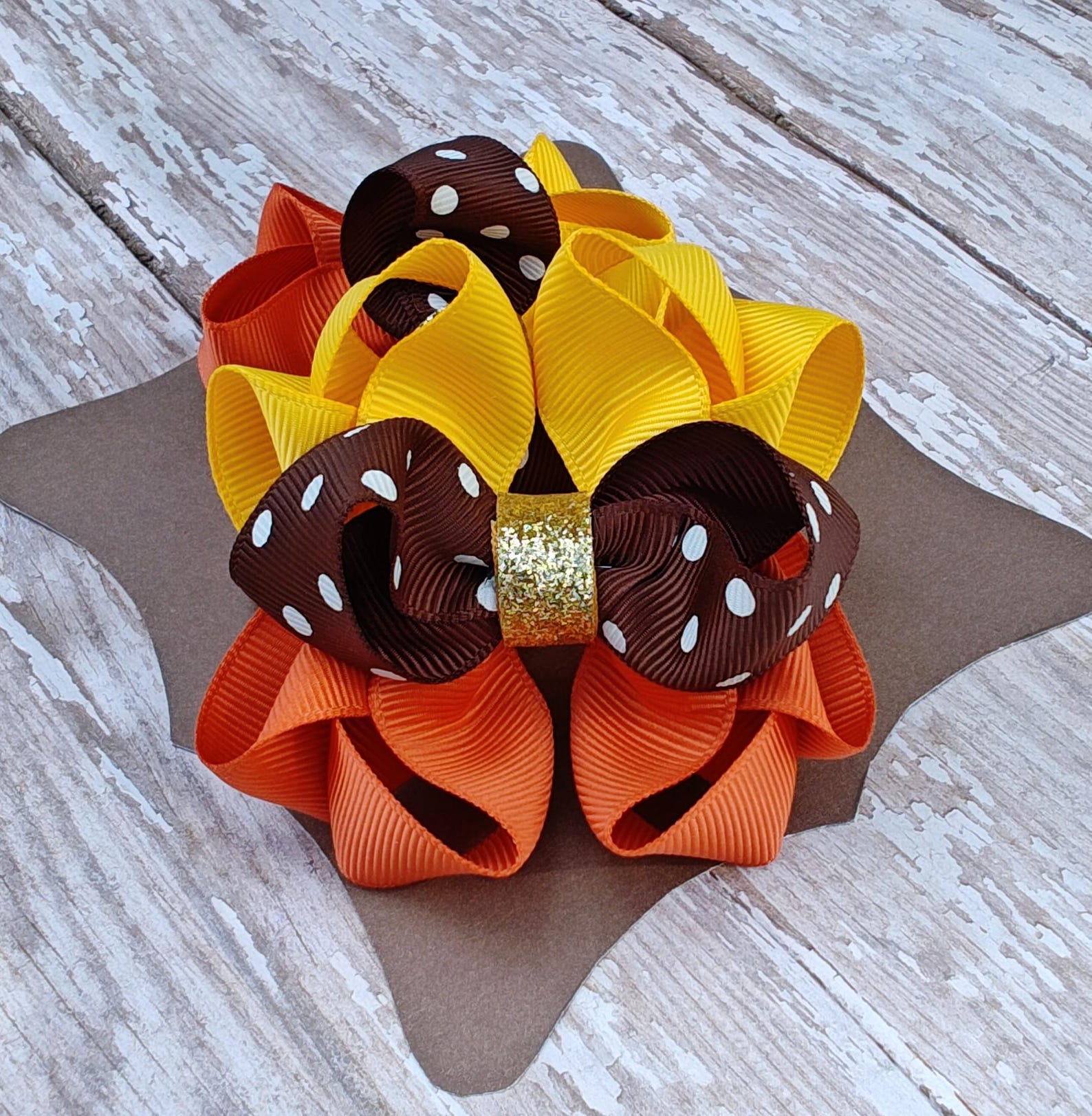 Indian Candy Corn Octopus Ribbon Bow Pigtail or Single, Fall Halloween ...