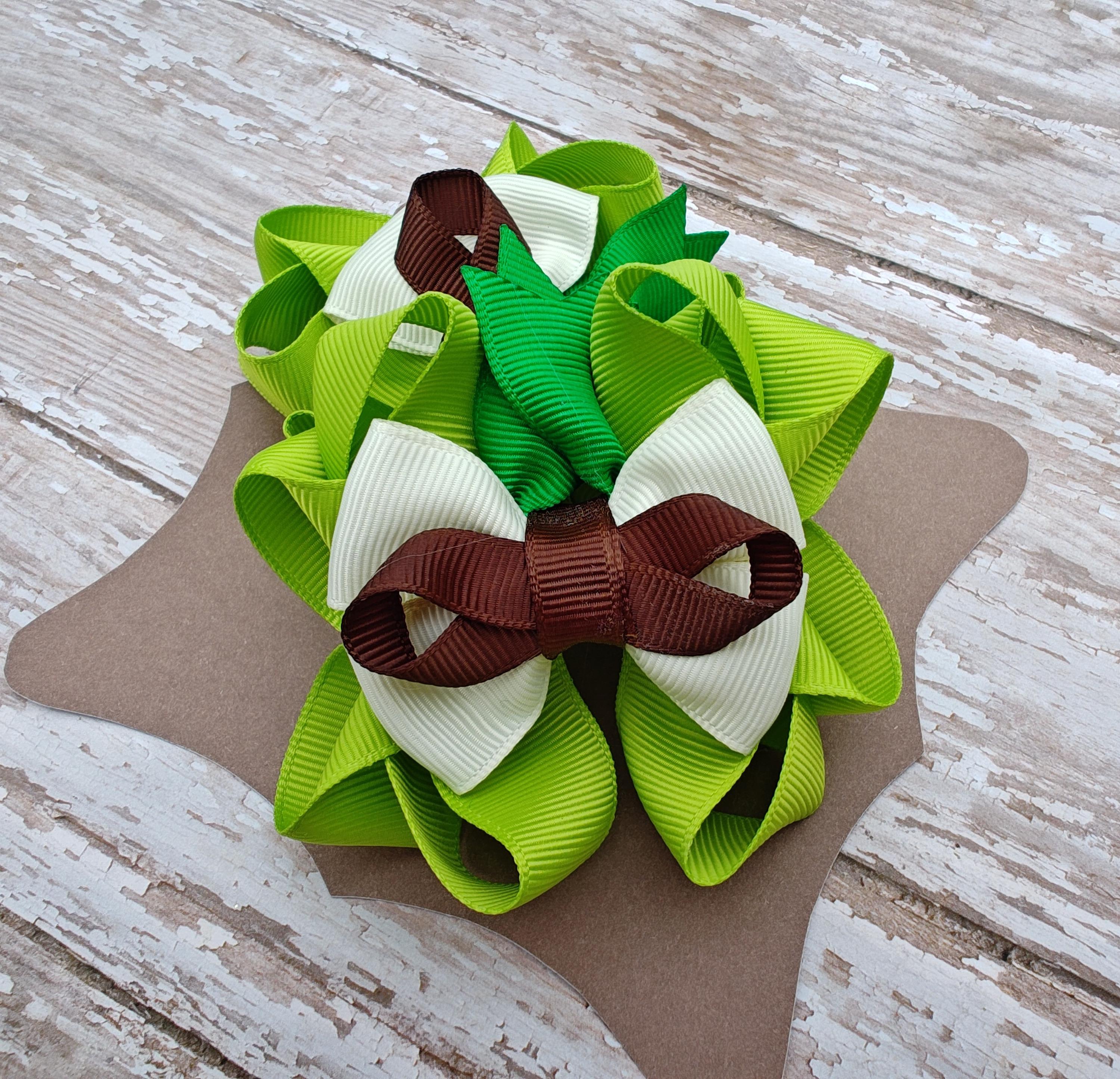 Fall Green Apple Back to School Octopus Ribbon Hair Bow Pigtail Set ...