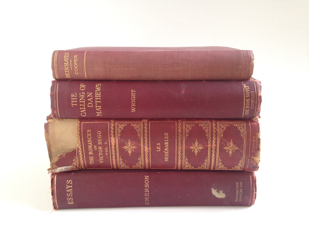 Vintage Burgundy Red Book Stack - Etsy