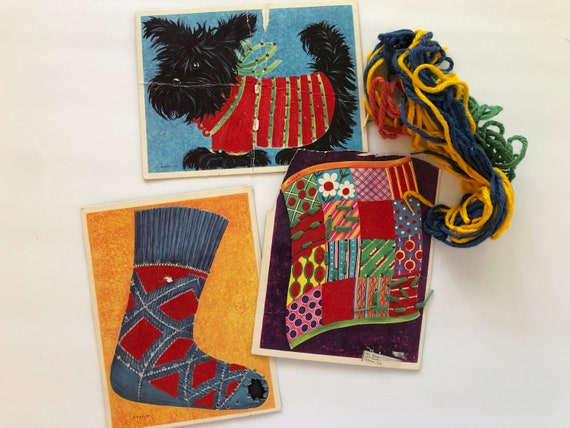 Vintage Sewing Cards Lacing Cards Cute Flowers Faces Cats - Etsy