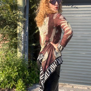 CELESTIAL MESH Vintage 1990s All Over Printed Top With Asymmetrical Hem ...