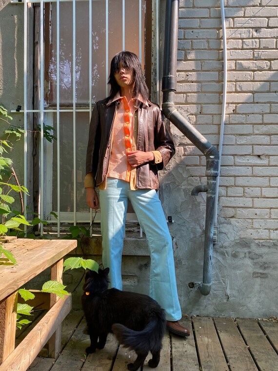 HORSE HIDE LEATHER Vintage 1930s Zip-Up Brown Leather… - Gem