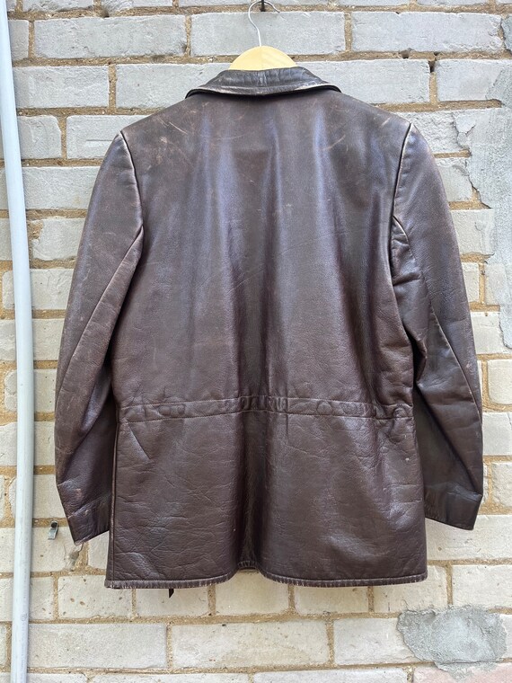 HORSE HIDE LEATHER Vintage 1930s Zip-Up Brown Leather… - Gem